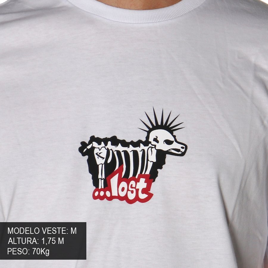 Camiseta Lost Logo Ovelha Preta Punk Branco - Rock City