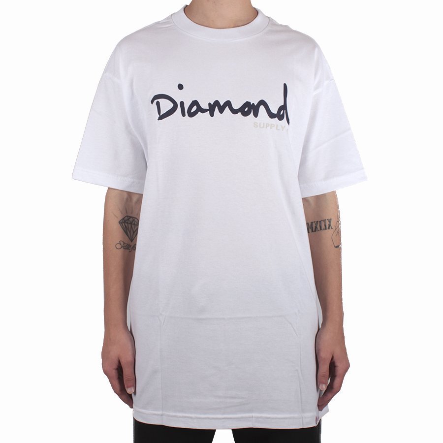 Camiseta Diamond Og Script Branco - Rock City