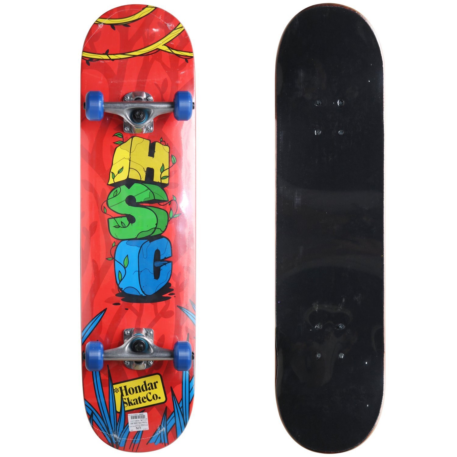 Skate Montado Hondar Serie Jungle Iniciante Vermelho/Azul - Rock City